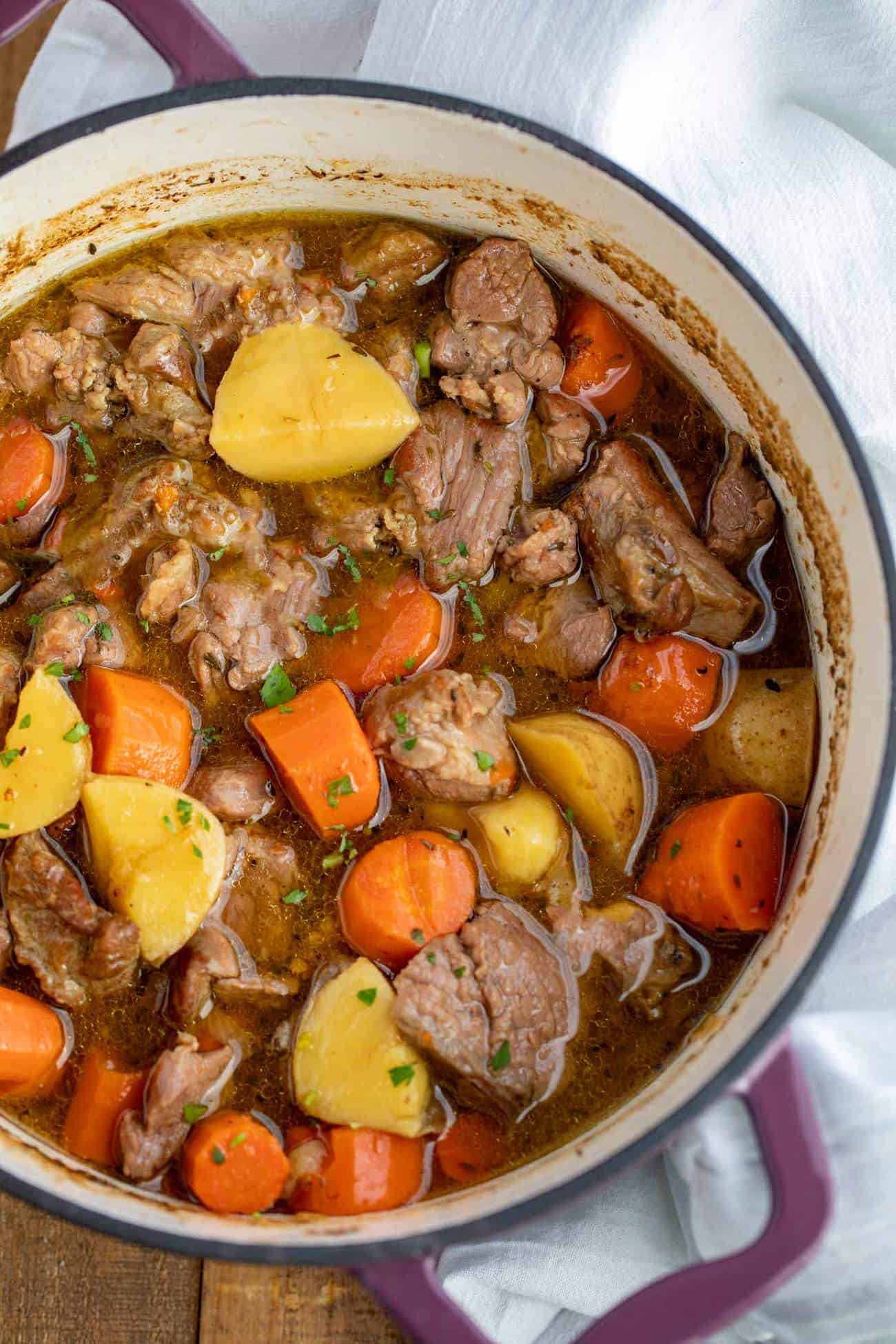 How long do you boil potatoes for lamb stew?