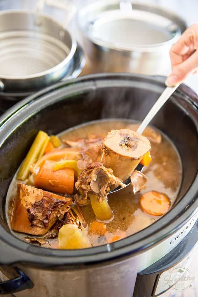 How long do you cook bone broth in slow cooker?