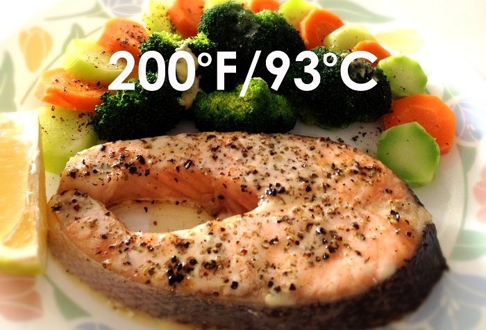 How long do you cook fish at 200 degrees?