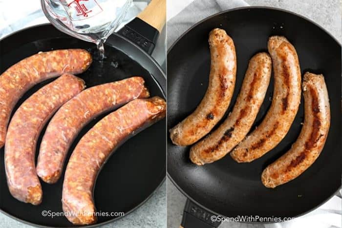 How long do you cook raw sausage?