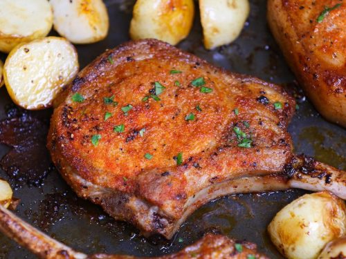 How long do you cook thin pork chops at 375?