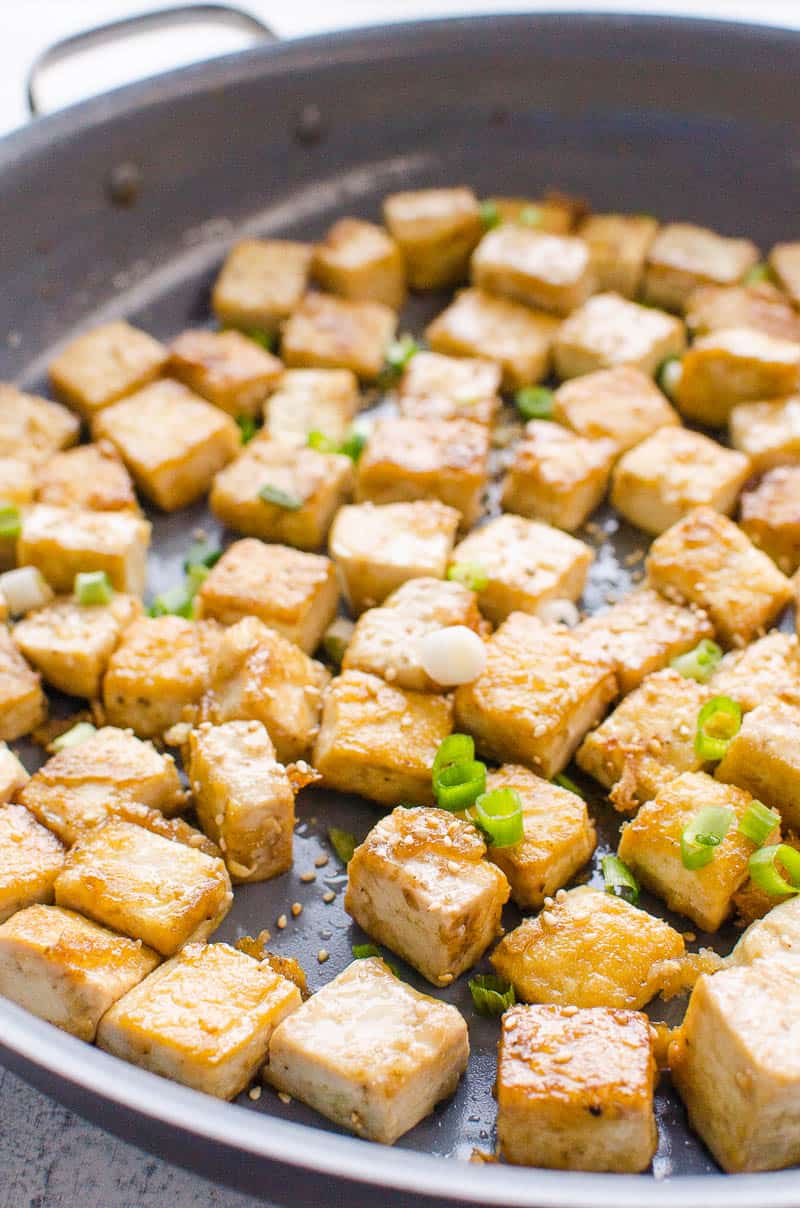 How long do you fry tofu in a frying pan?
