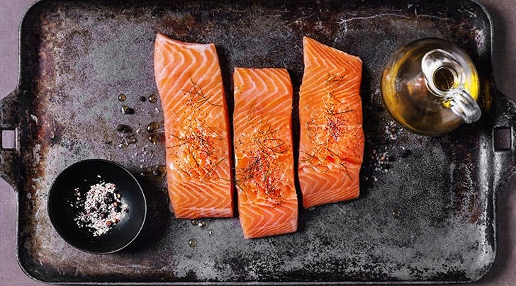 How long do you reheat salmon in the toaster oven?