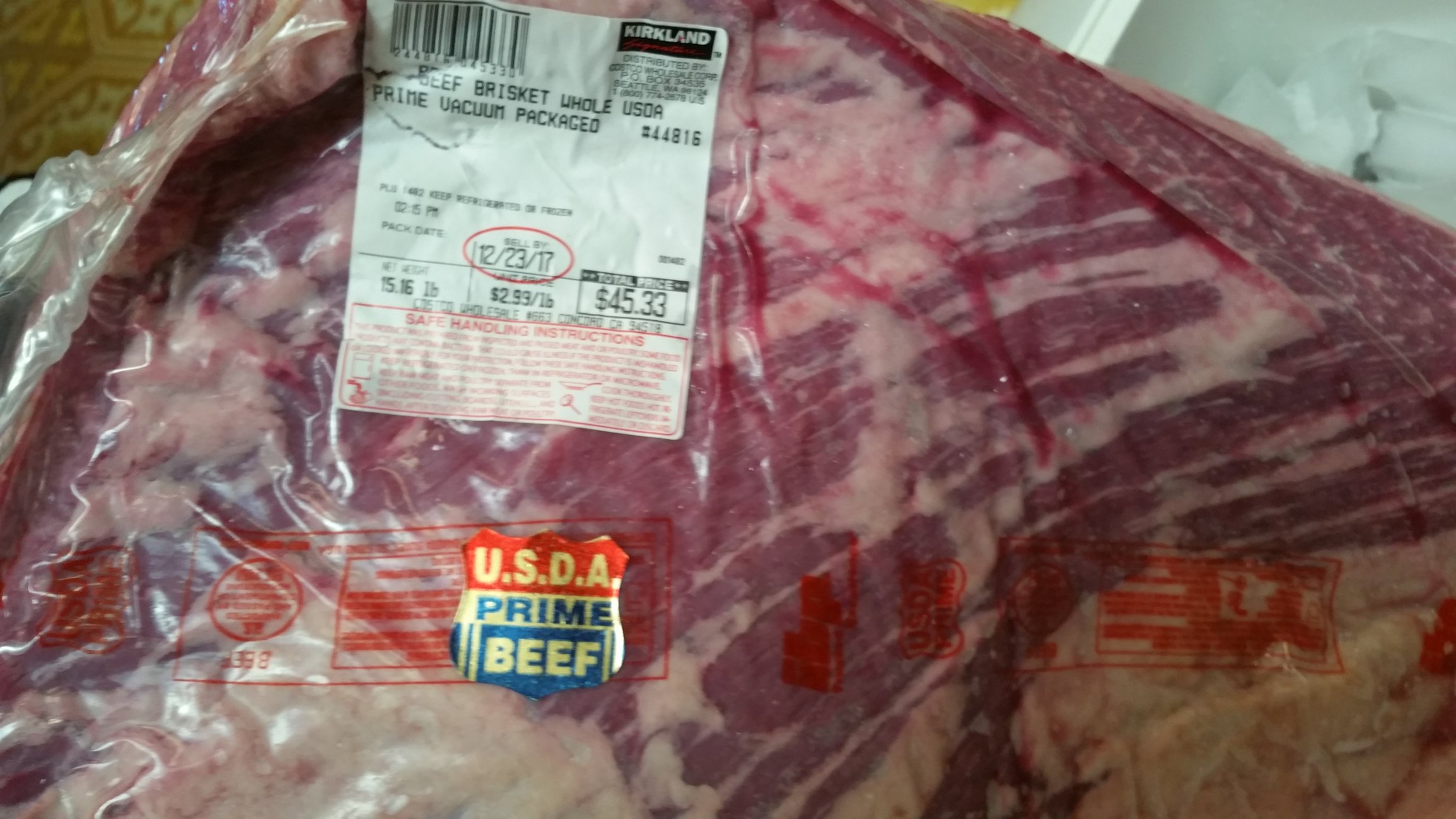 How long does a 15lb brisket take to defrost?