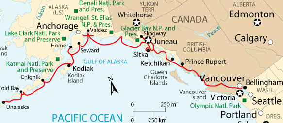 How long is the ferry ride from Ketchikan to Juneau?