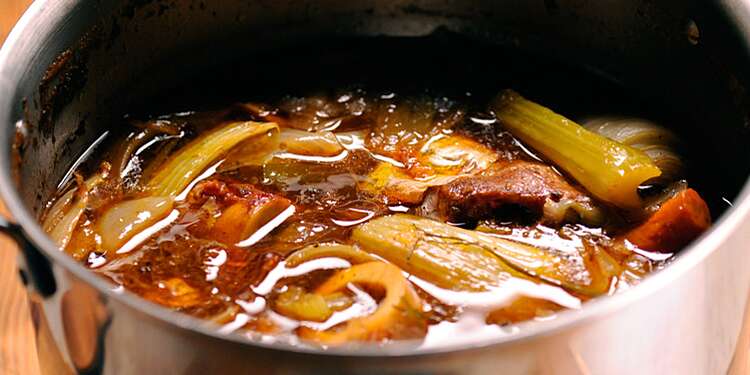 How long should a brown stock cook for?