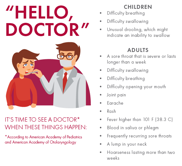 How long should a sore throat last before going to the doctor?