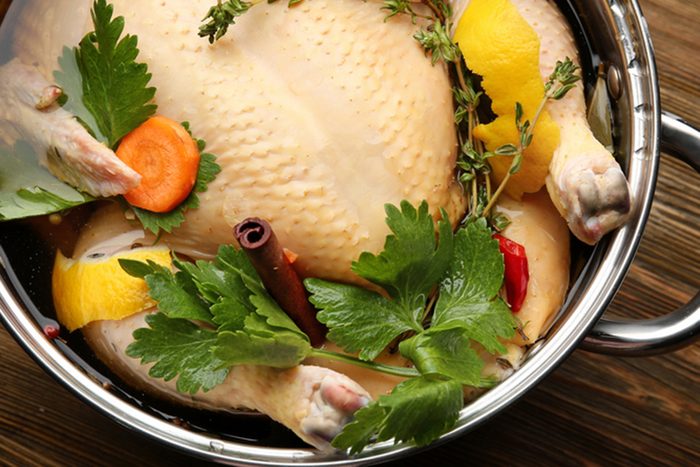 How long should food soak in a brine?