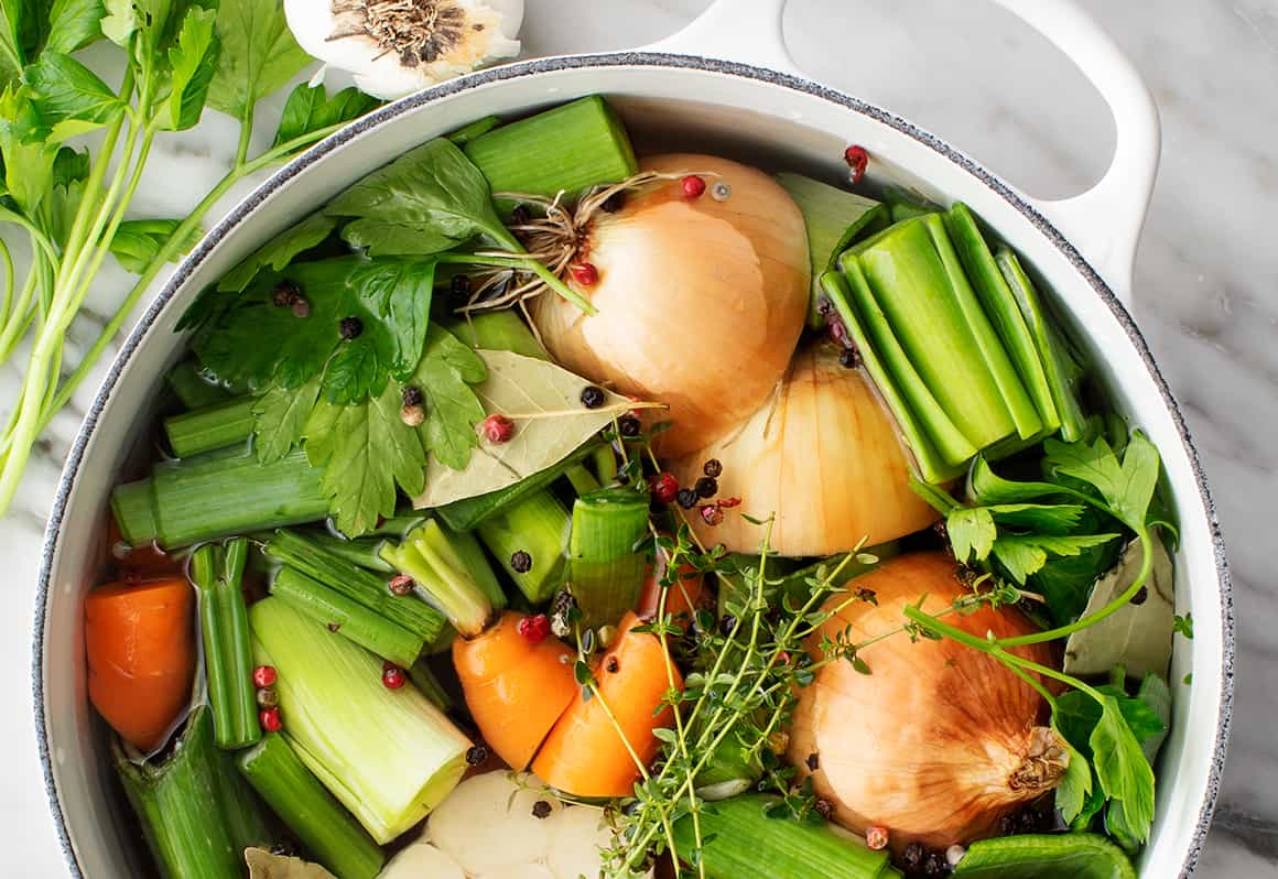 How long should vegetable stock be cooked?