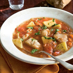 How long to cook fish and potatoes for Soup?