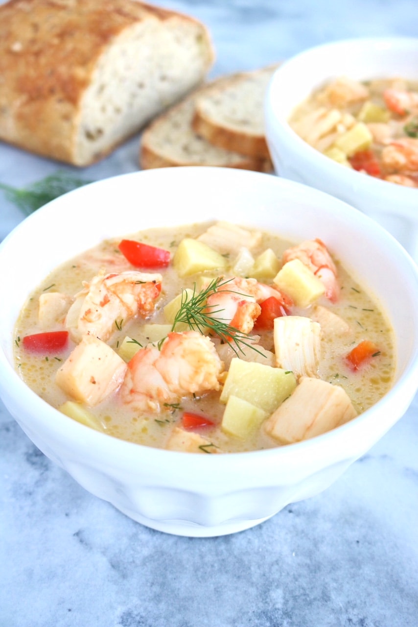 How long to cook shrimp and scallops for Soup?