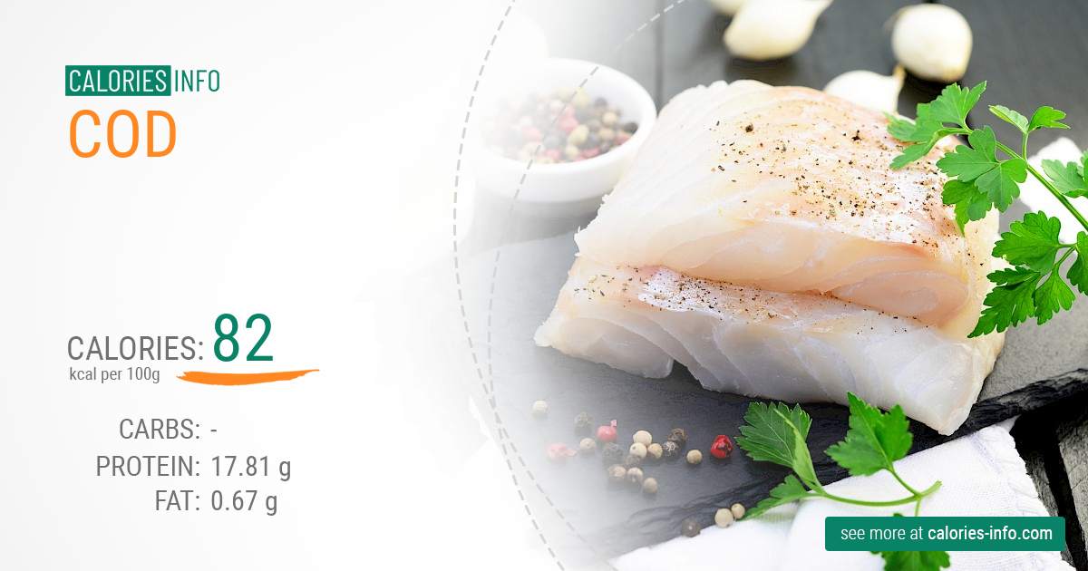 How many calories are in 200g of cod?