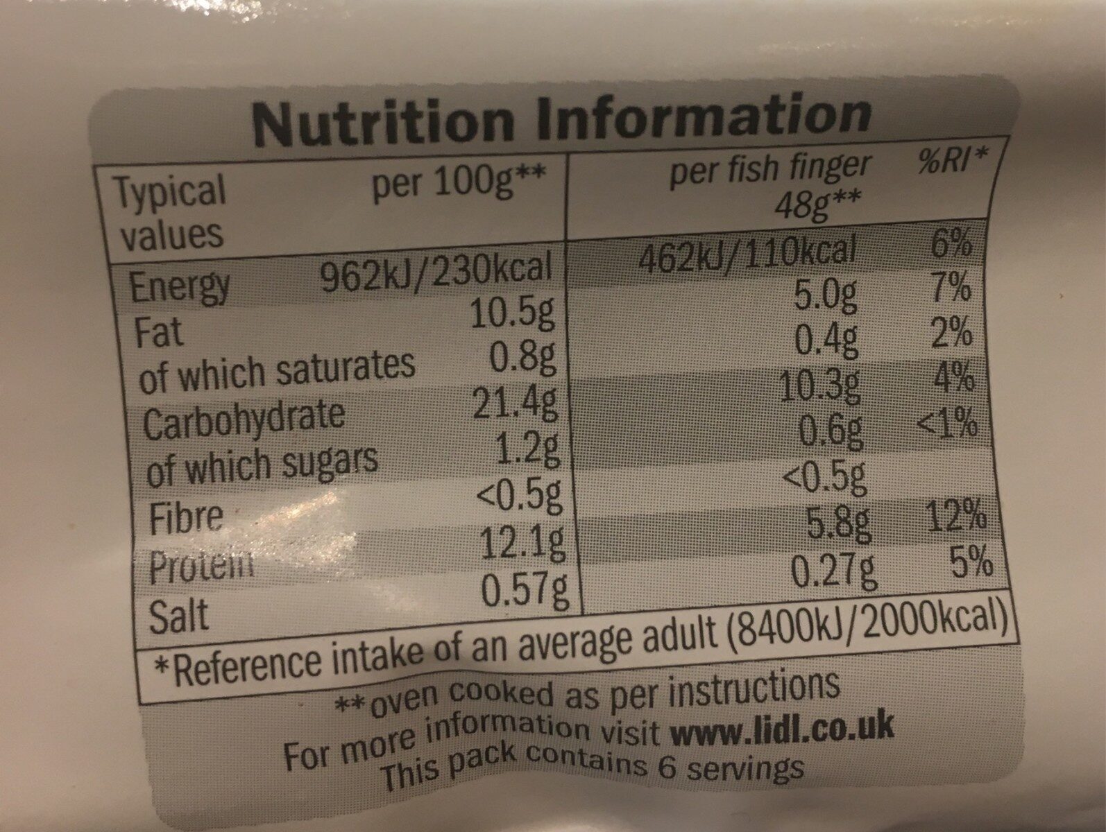 How many calories are in 4 cod fish fingers?