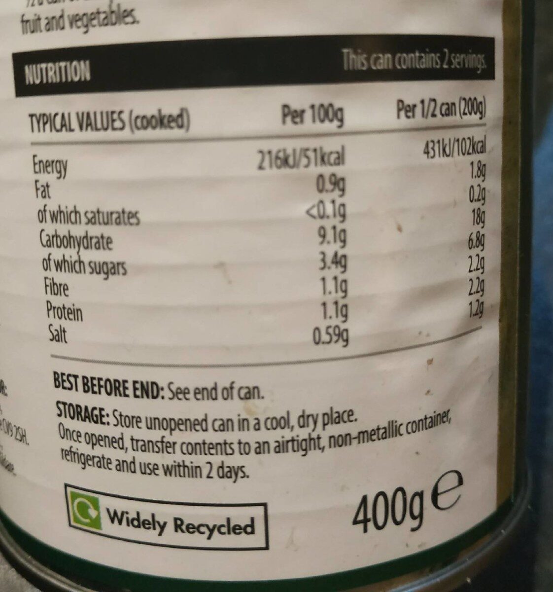 How many calories are in 400g of vegetable soup?