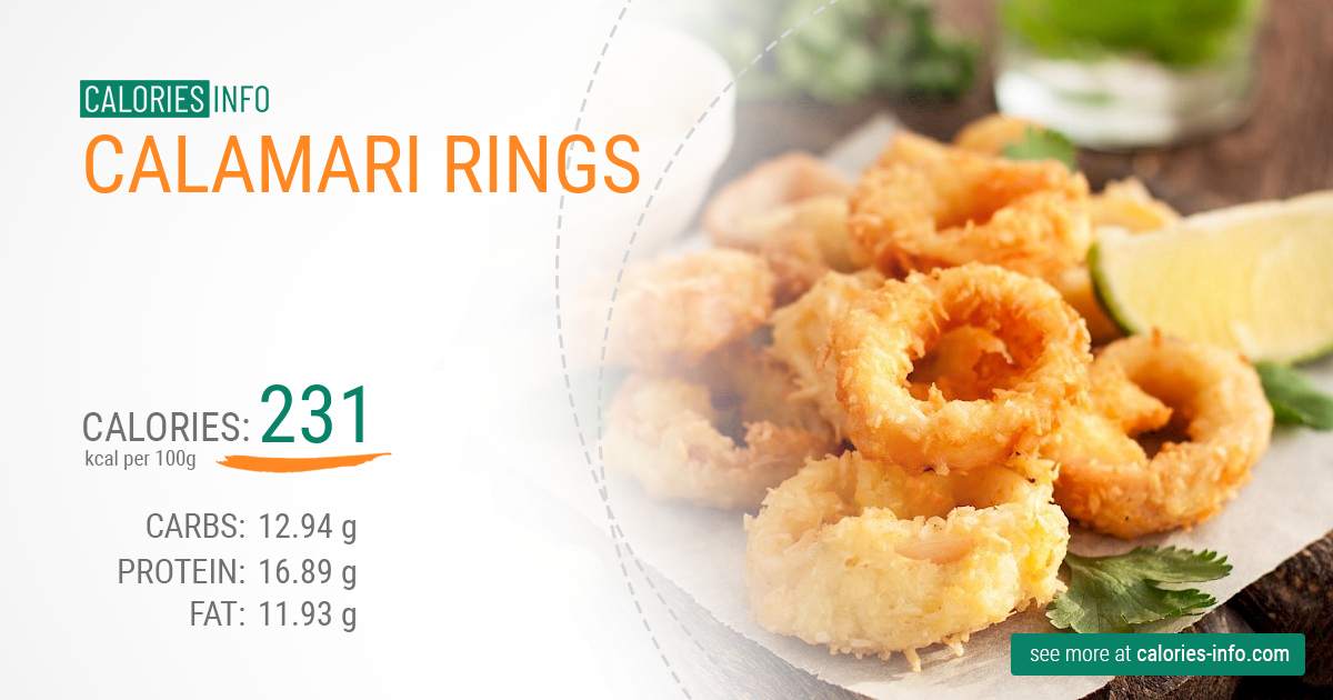 How many calories are in 6 calamari rings?