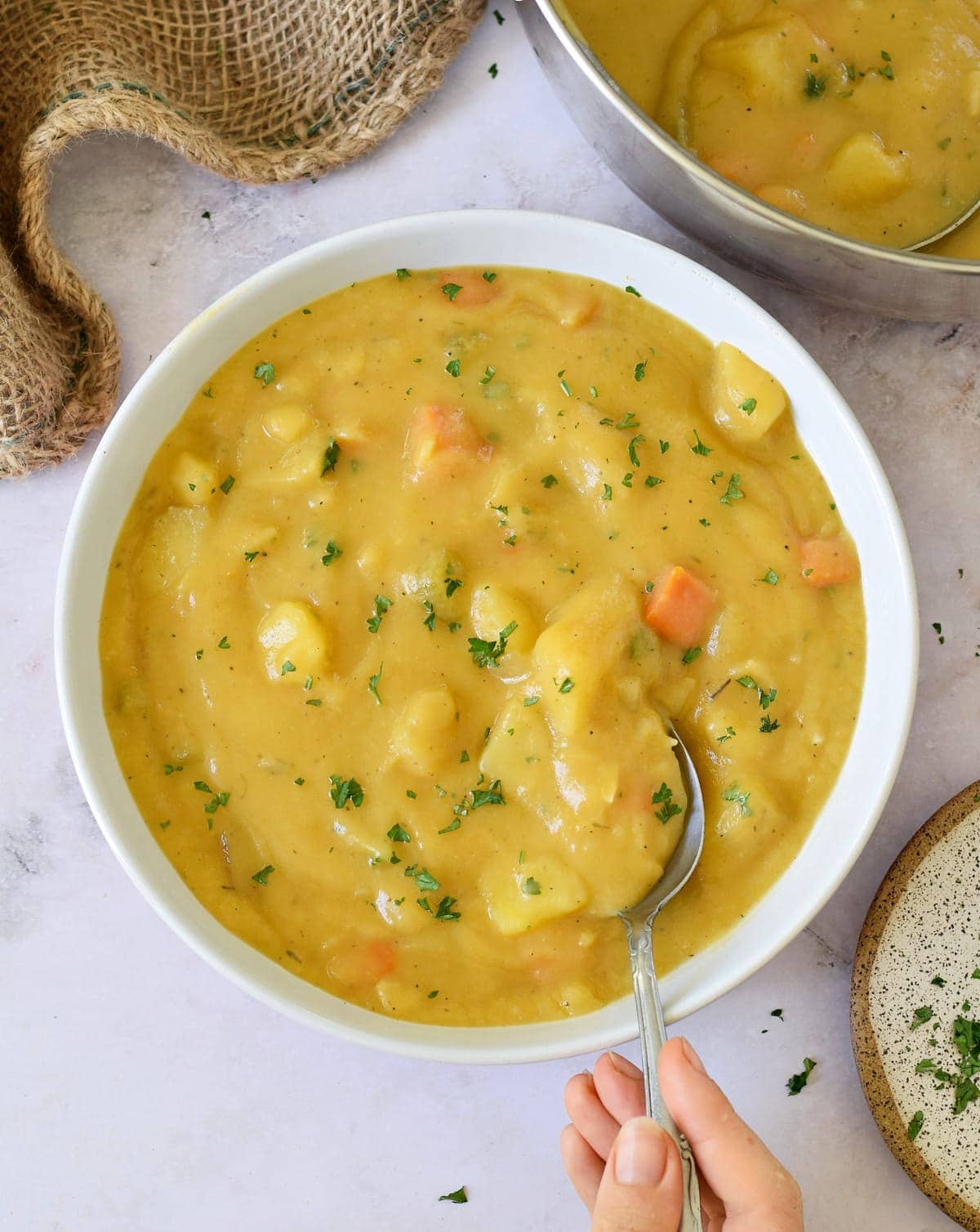 How many calories are in a big bowl of potato soup?