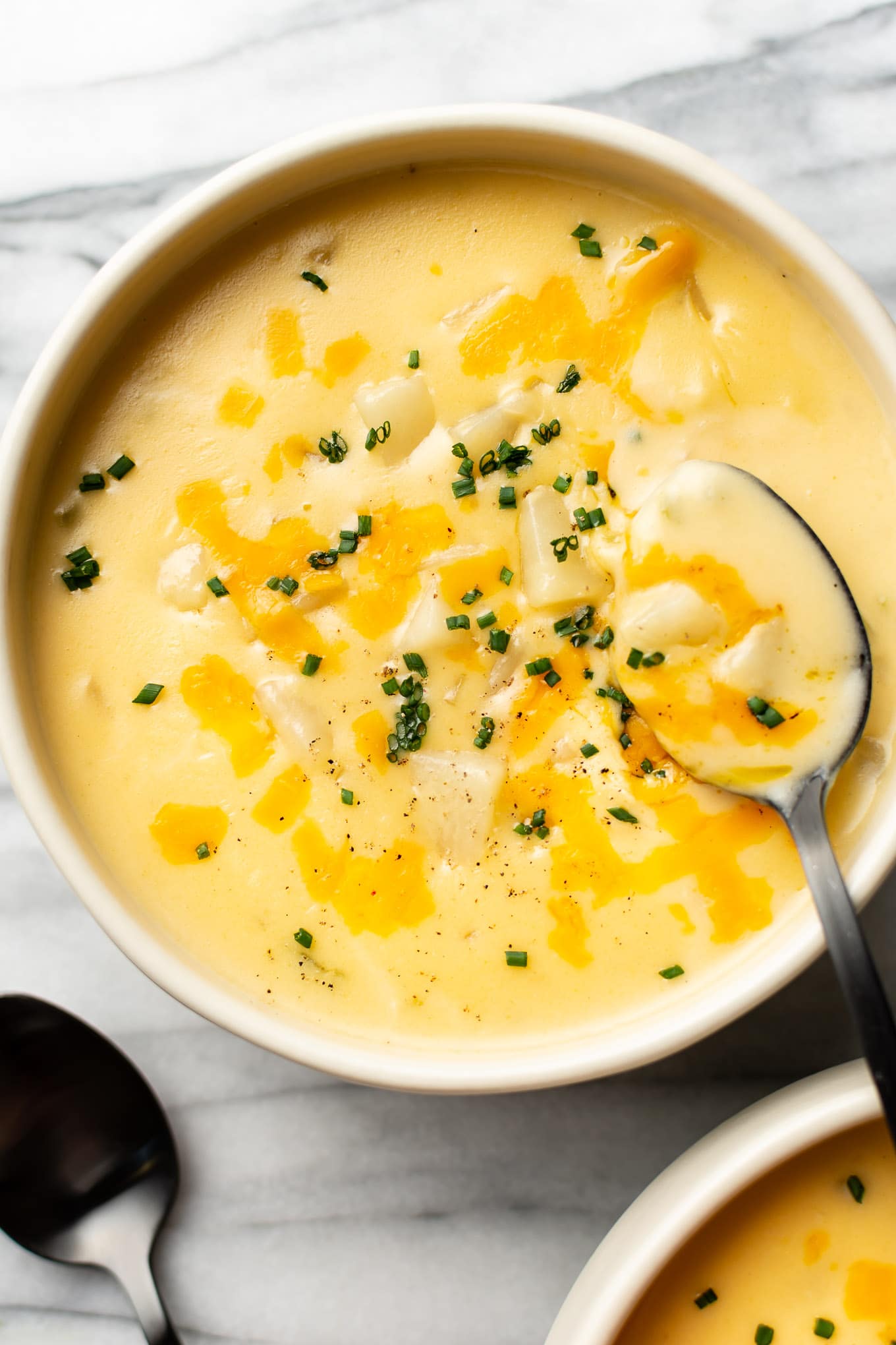 How many calories are in a bowl of cheesy potato soup?