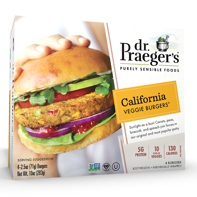 How many calories are in a Dr Praeger veggie burger?