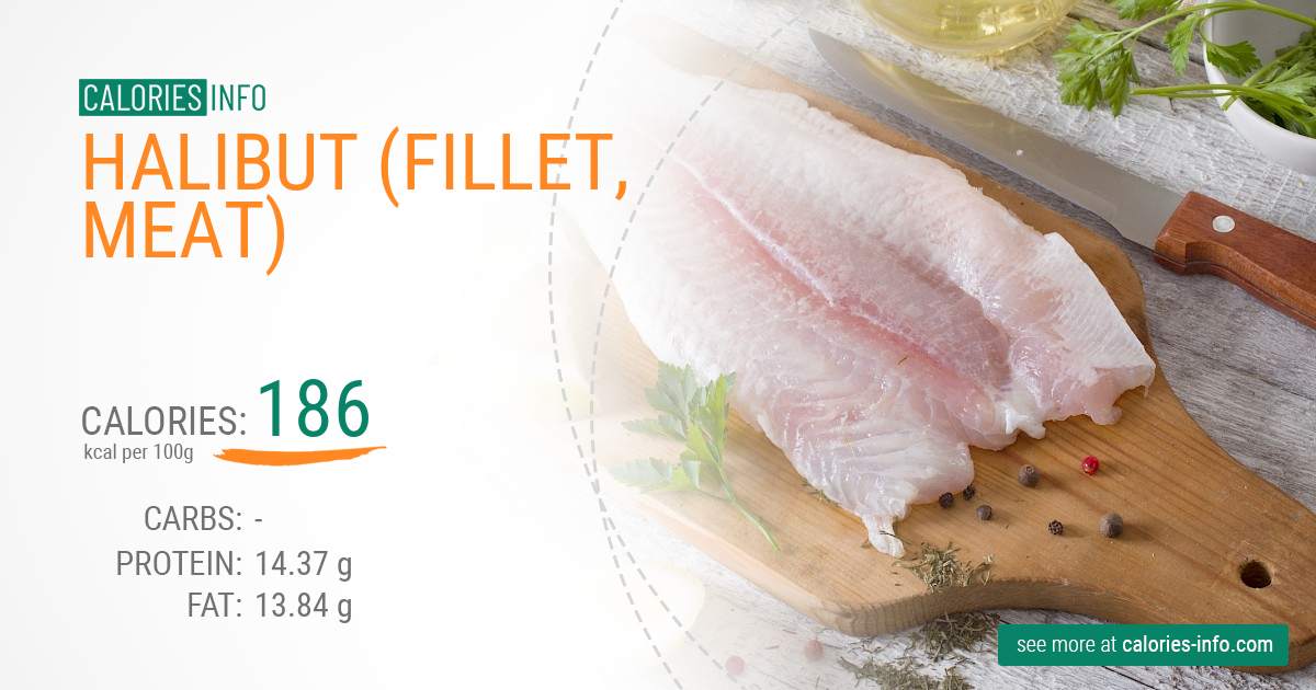 How many calories are in a halibut fillet?
