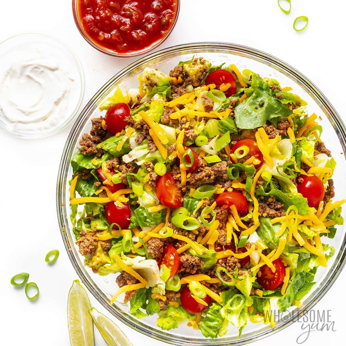 How many calories are in a taco salad with ground beef?