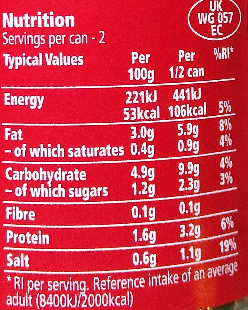 How many calories are in a tin of Heinz chicken soup?