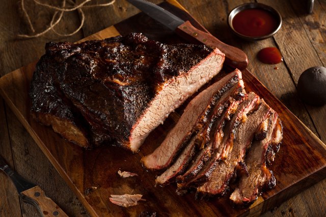 How many calories are in an ounce of smoked brisket?