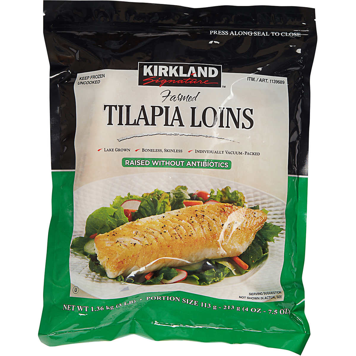 How many calories are in Costco frozen tilapia?