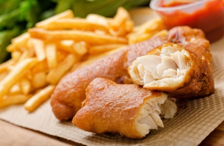 How many calories are in fried battered cod?