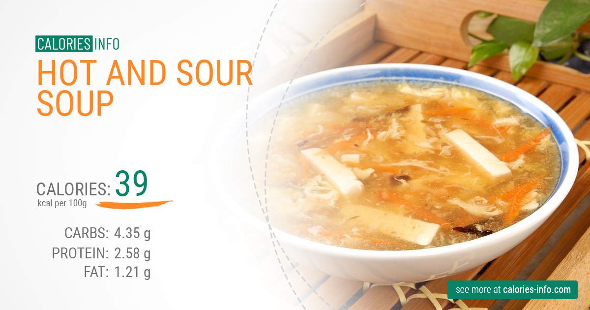 How many calories are in hot and sour chicken soup?