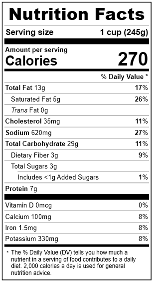 How many calories are in loaded potato soup?