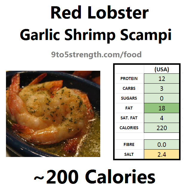 How many calories are in red lobsters shrimp?