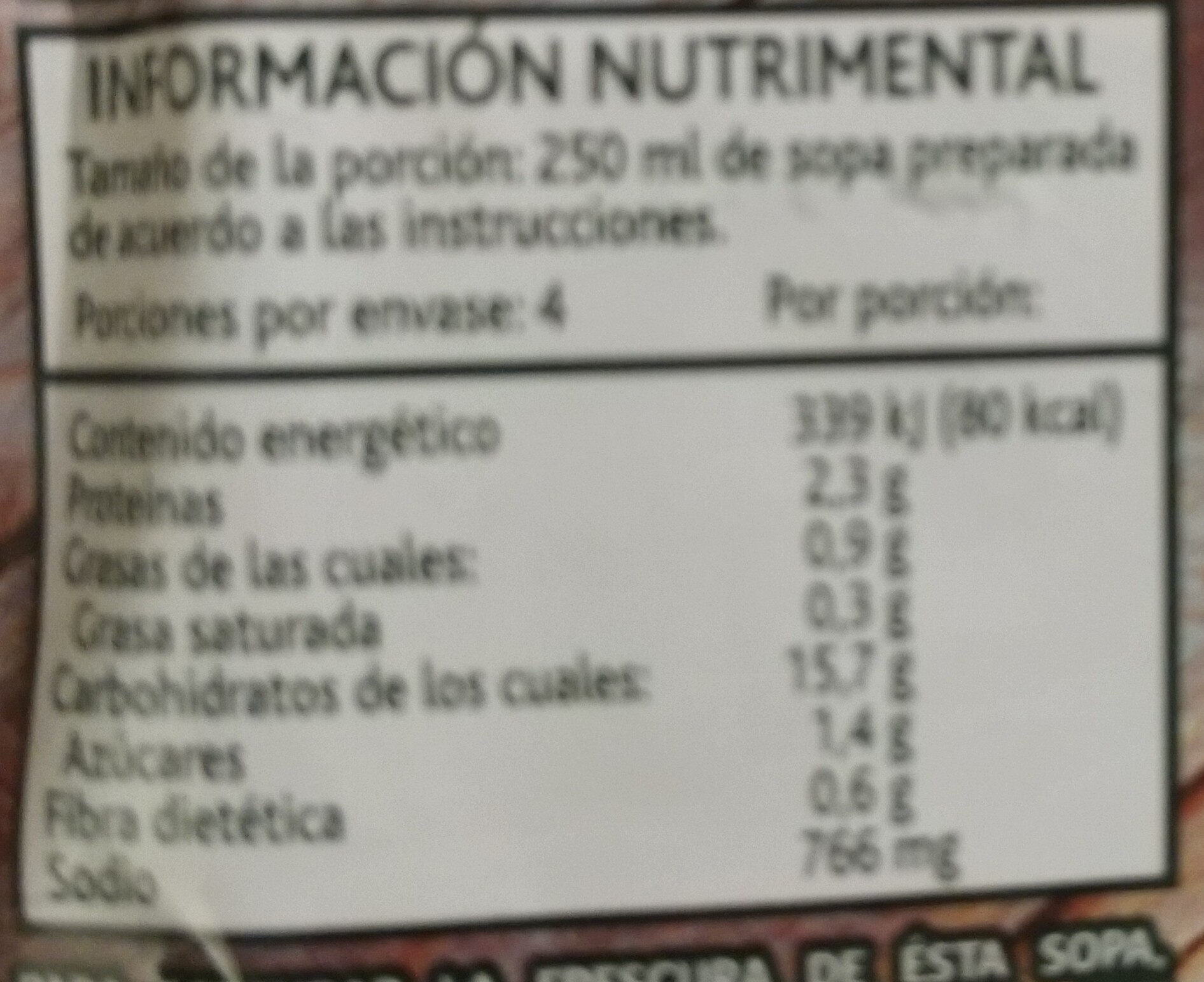 How many calories are in Sopa de estrellas?