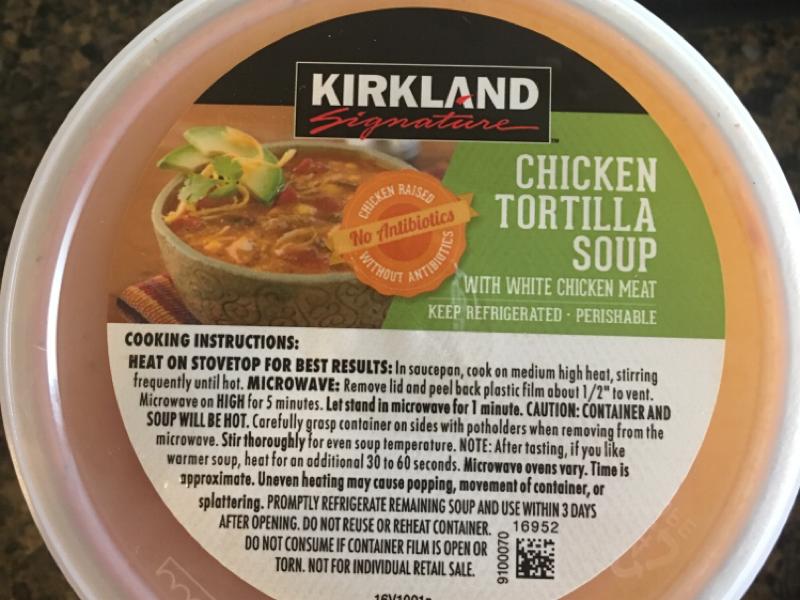 How many calories are in tortilla chicken soup?