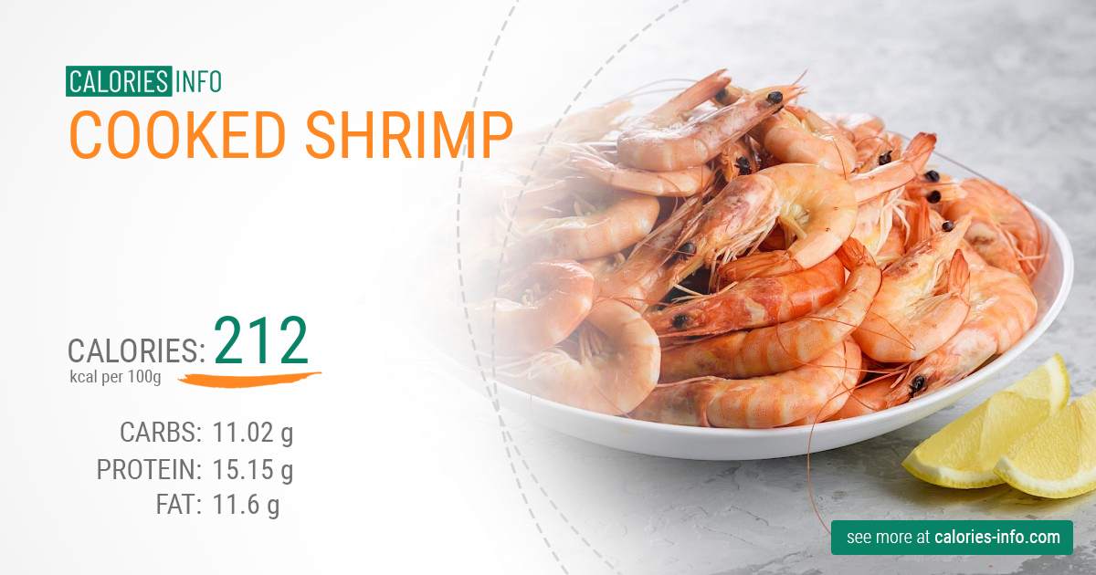 How many calories in 100g cooked prawns?