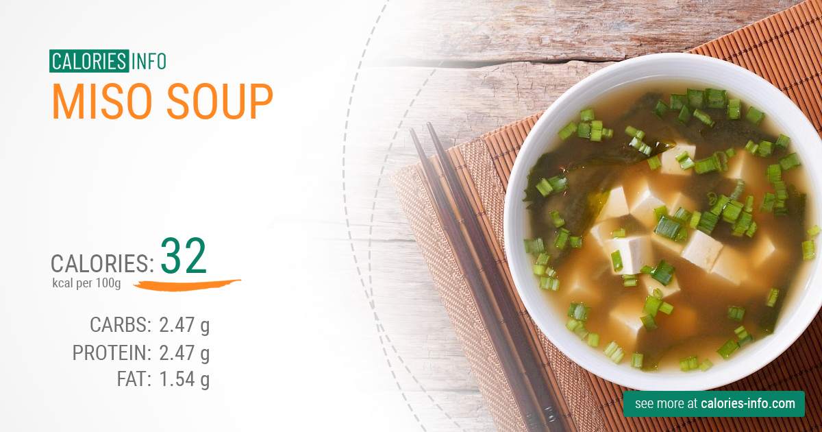 How many calories is a half a cup of miso soup?