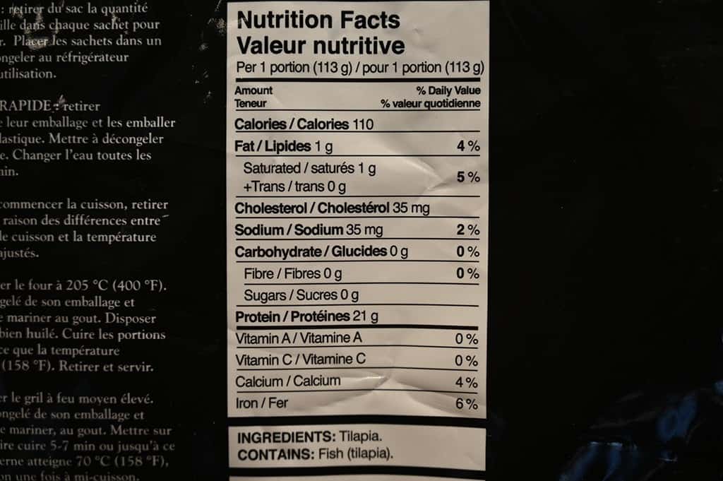 How many calories is Costco tilapia?