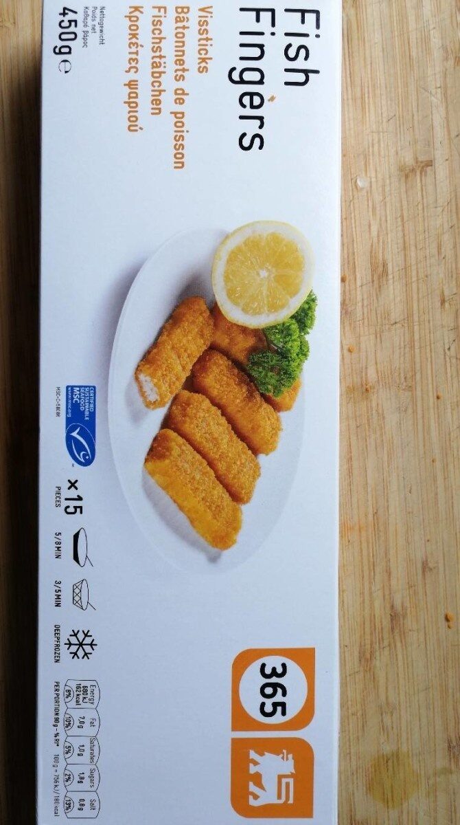 How many grams is 4 fish fingers?