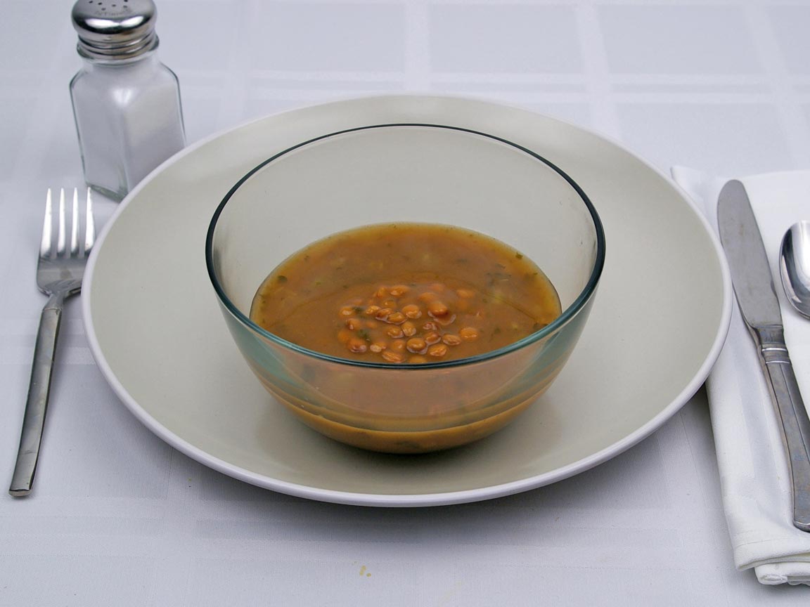 How many grams is a cup of lentil soup?