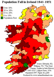 How many Irish died in 1845?