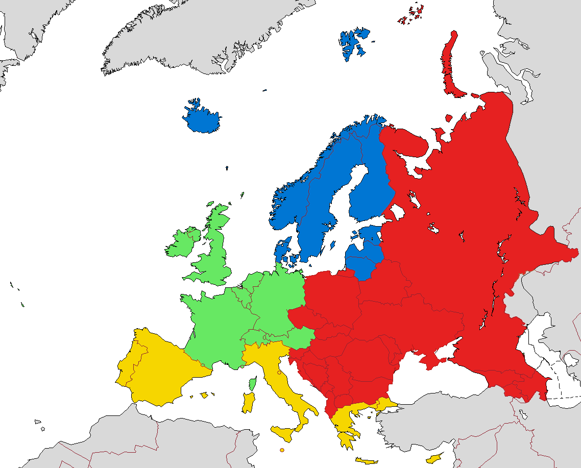 How many regions are in Europe?