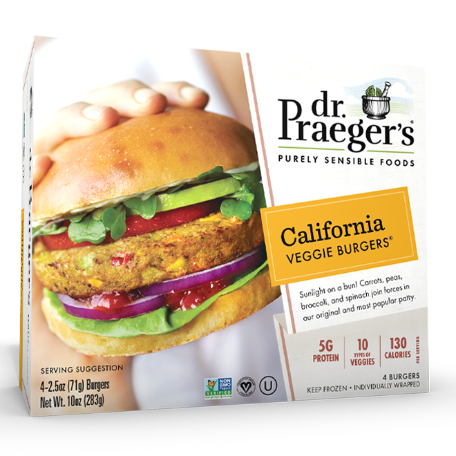 How many servings of vegetables are in DR Praeger's veggie burger?