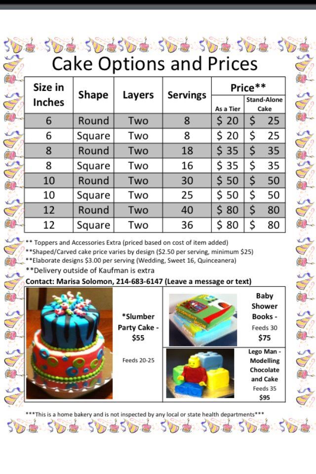 How much does a cake cost per serving?