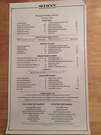How much does a cocktail cost at Morton’s Steakhouse?