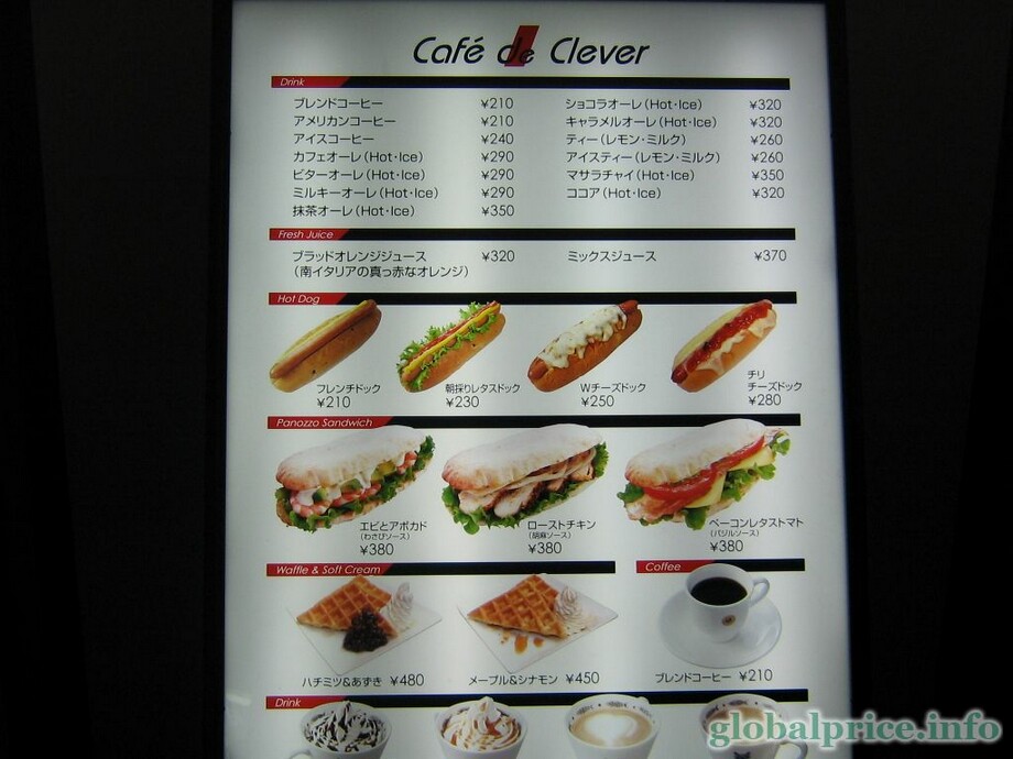 How much does a meal cost in Japan?