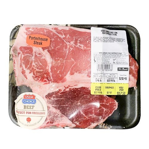 How much does a pound of porterhouse steak cost?