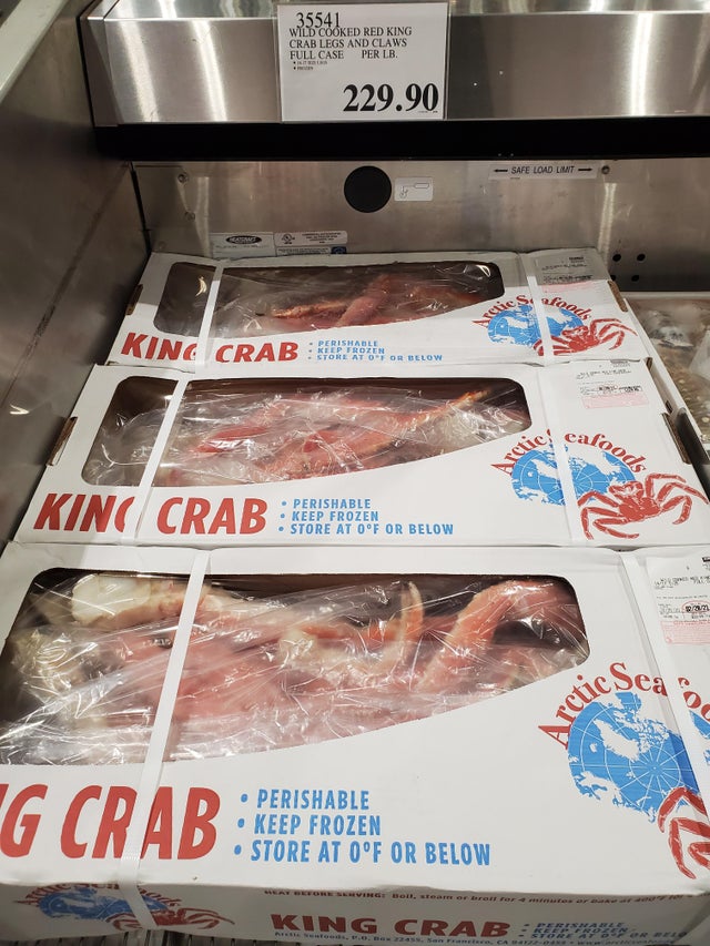 How much is a 10 lb box of king crab at Costco?