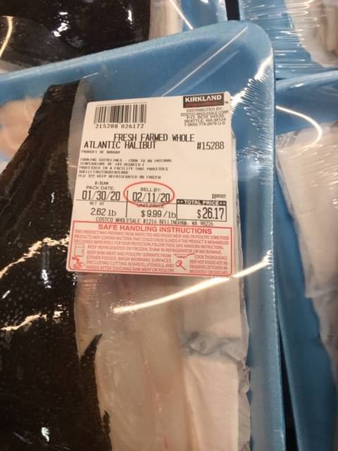 How much is Alaskan halibut per pound?