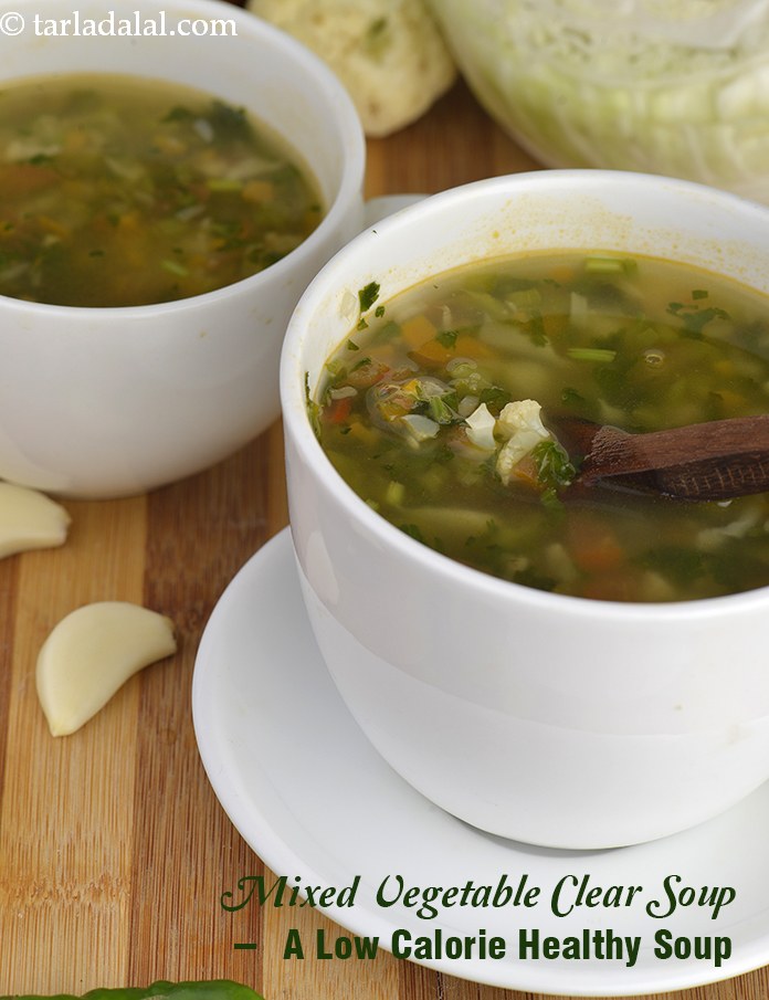 How much protein is in a clear vegetable soup?