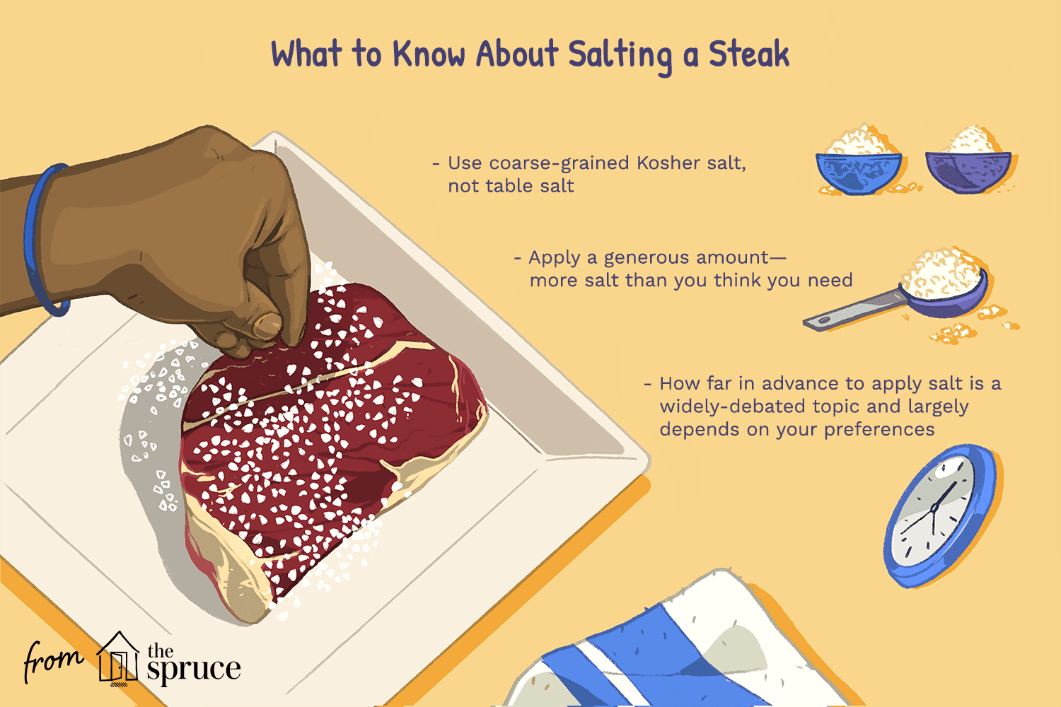 How much salt do you put on steak before cooking?