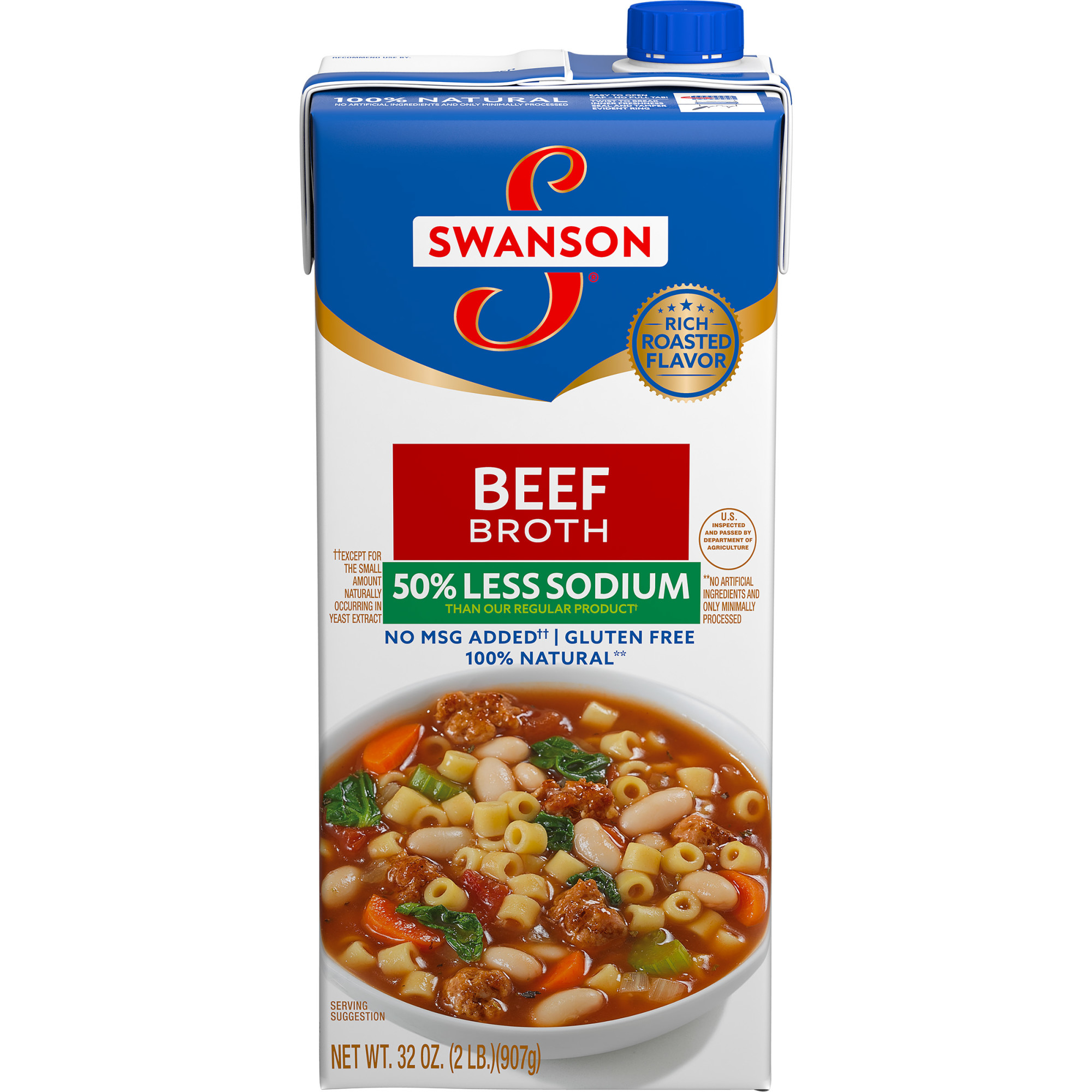 How much sodium is in 50% less sodium beef broth?